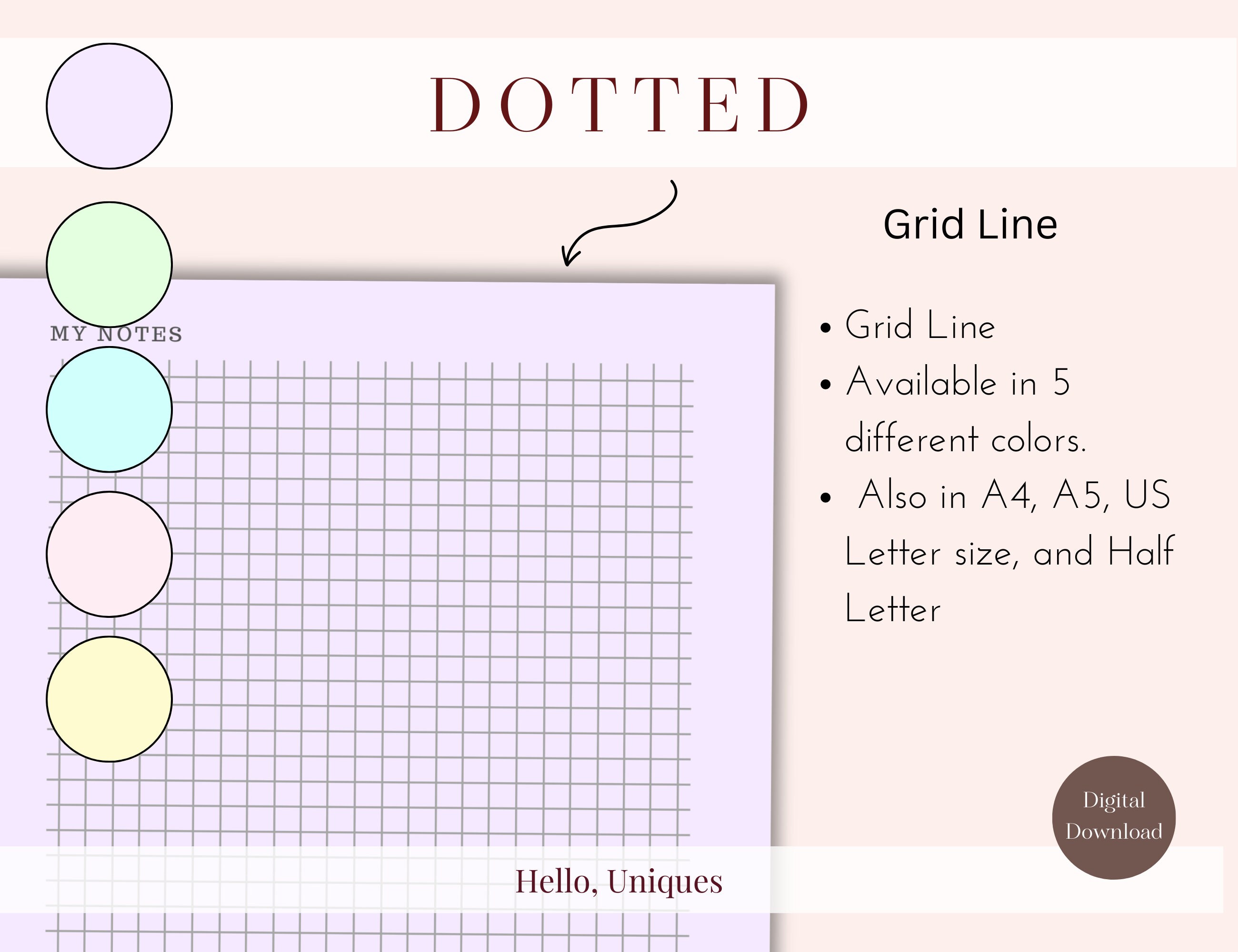 Note Paper Grid Line Paper Square Line Note Paper Lined Dotted Noted ...