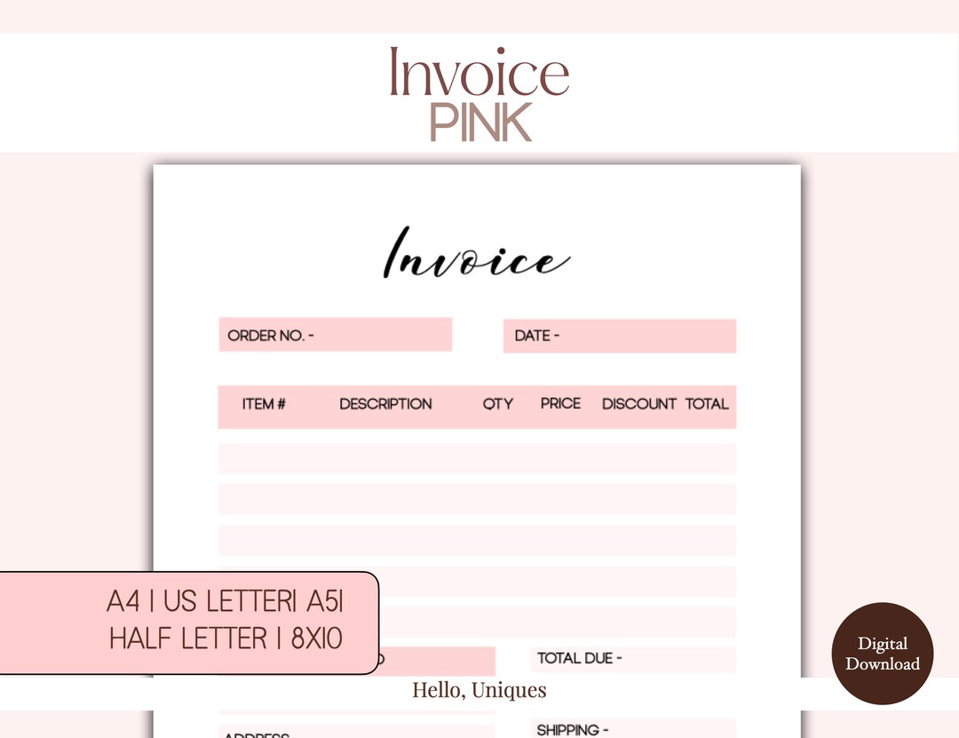 Printable Pink Invoice Form | for Business Owners | Invoice Form ...