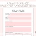 Client Profile 2.0 Printable PDF A4 A5 US Letter 8x10 Service Based ...
