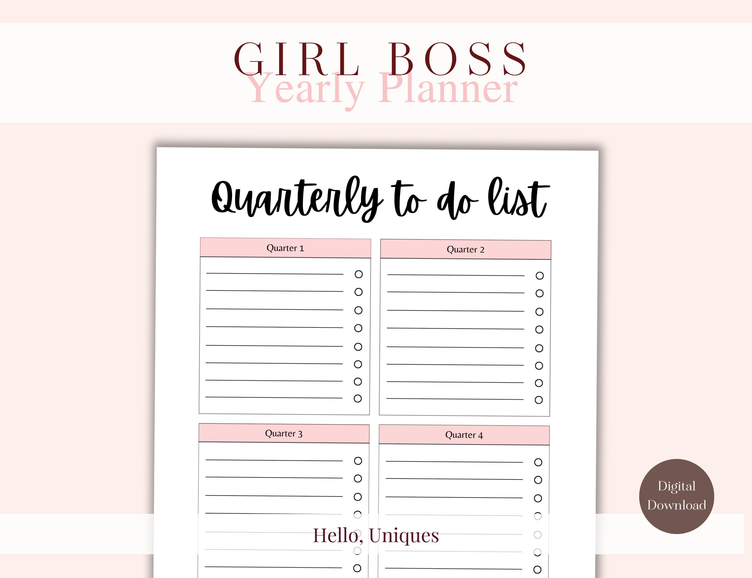Quarterly to Do List | Quarterly Plan | Quarterly Planner | Pink ...