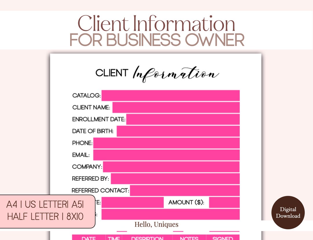 Client Information | Client Based | Client Info | Work With Client ...