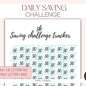5k Saving Challenge Tracker | Planner Insert | Printable | Digital ...