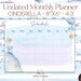 Undated Monthly Planner Blue Cinderella Watercolour | Schedule Planner ...