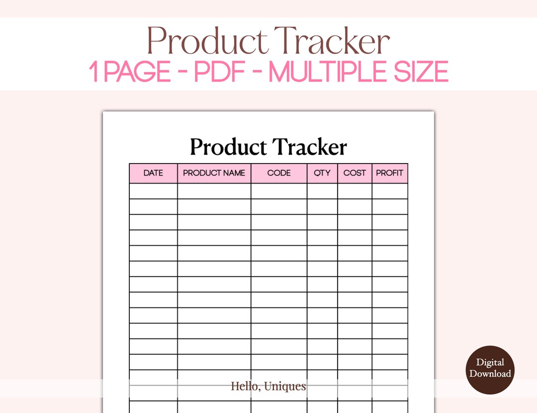 Product Tracker Pink Printable Planner | Business Printable Insert | A4 ...