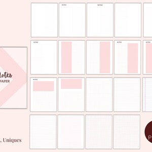 Note Paper Template Digital Download Instant Download Printable Pink ...
