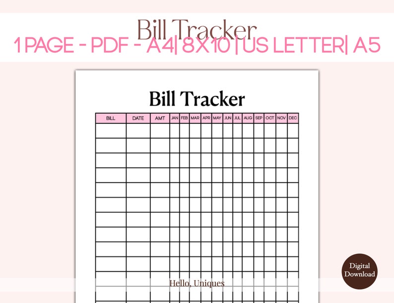 Expense Tracker Pink | Printable | PDF | A4 | A5 | US Letter | Finance ...