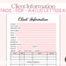 Client Information Printable | PDF | A4 | A5 | US Letter | 8x10 ...