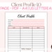 Client Profile Printable PDF A4 A5 US Letter Service Based Client ...