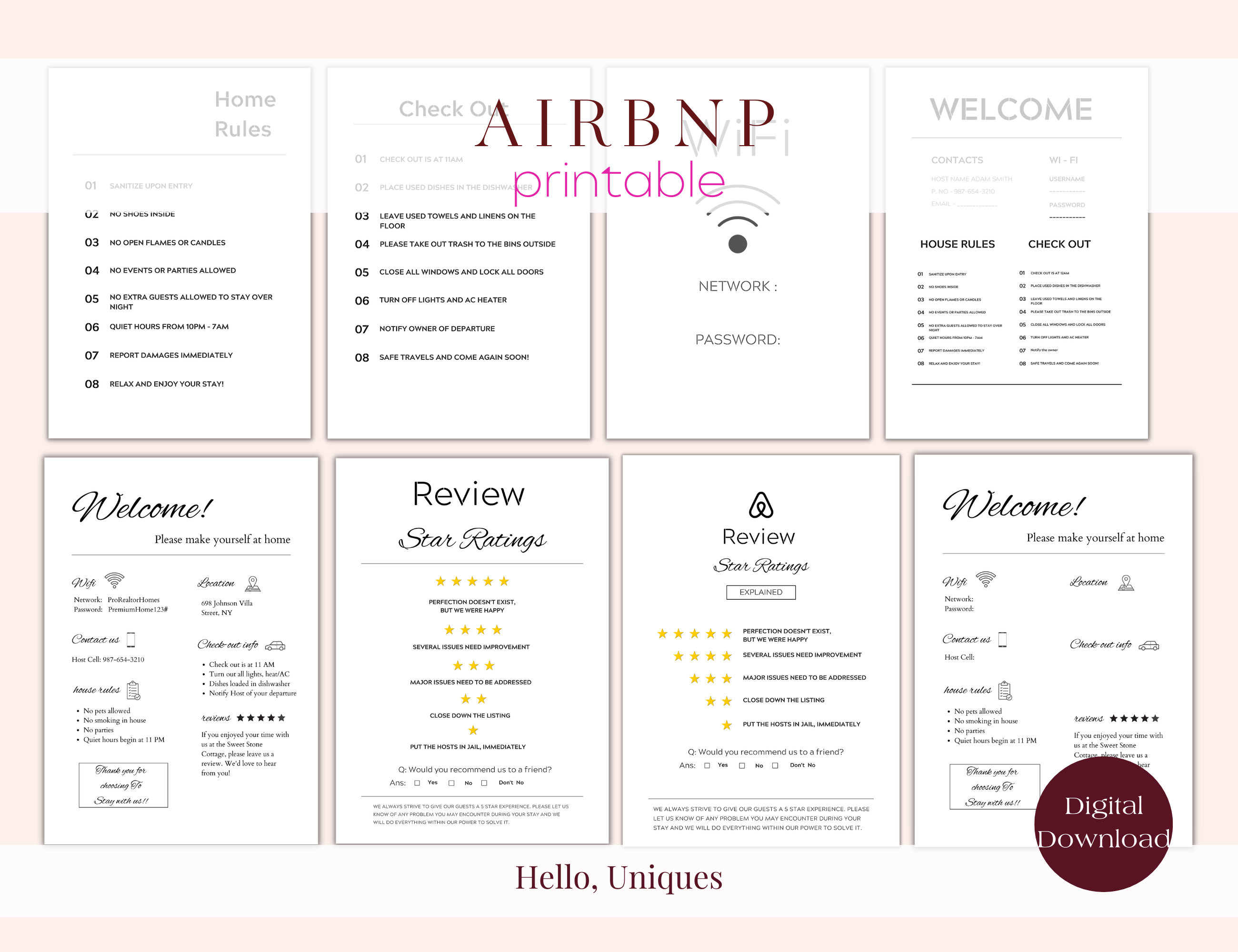Airbnb Printable A4 PDF | Digital Download | Instant Download | House ...