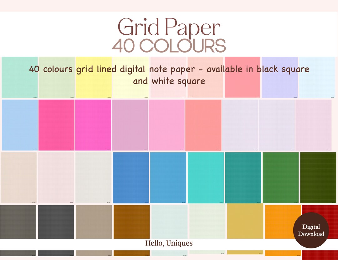 Grid Square Note Paper | Insert | Grid Lined| Square Lined| Printable ...