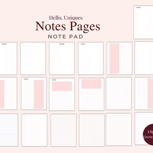 Note Paper Template Digital Download Instant Download - Etsy