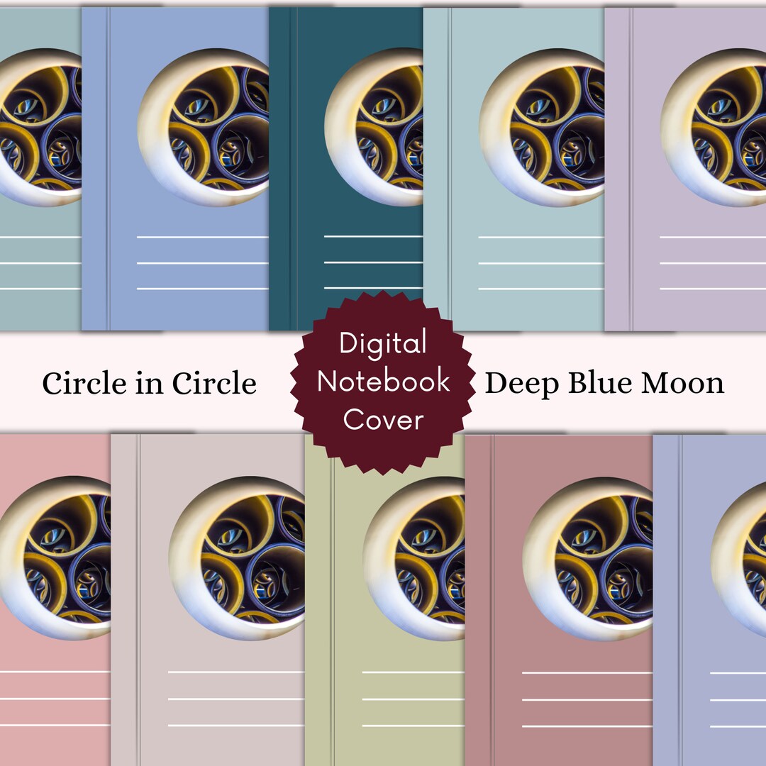 Deep Blue Moon Digital Notebook Cover: Circle in Circle Design (A4, A5 ...