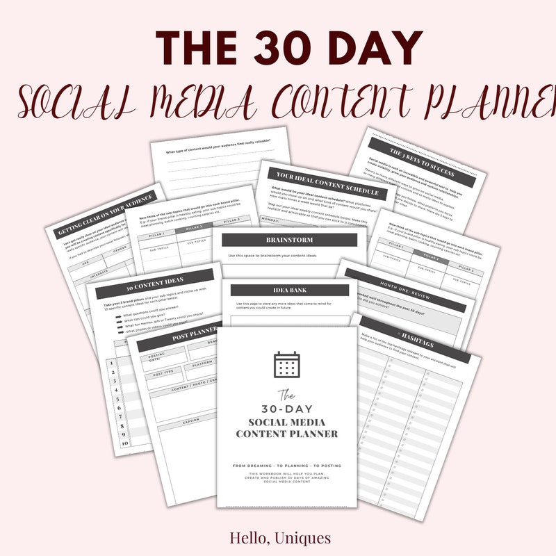 30 Day Content Planner - Etsy