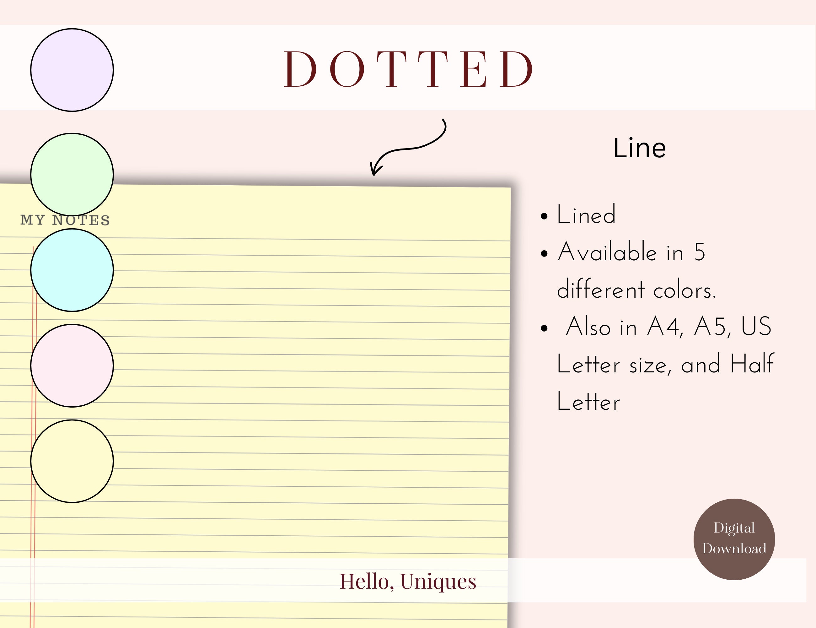 Note Paper | Grid Line Paper| Square Line Note Paper | Lined | Dotted ...