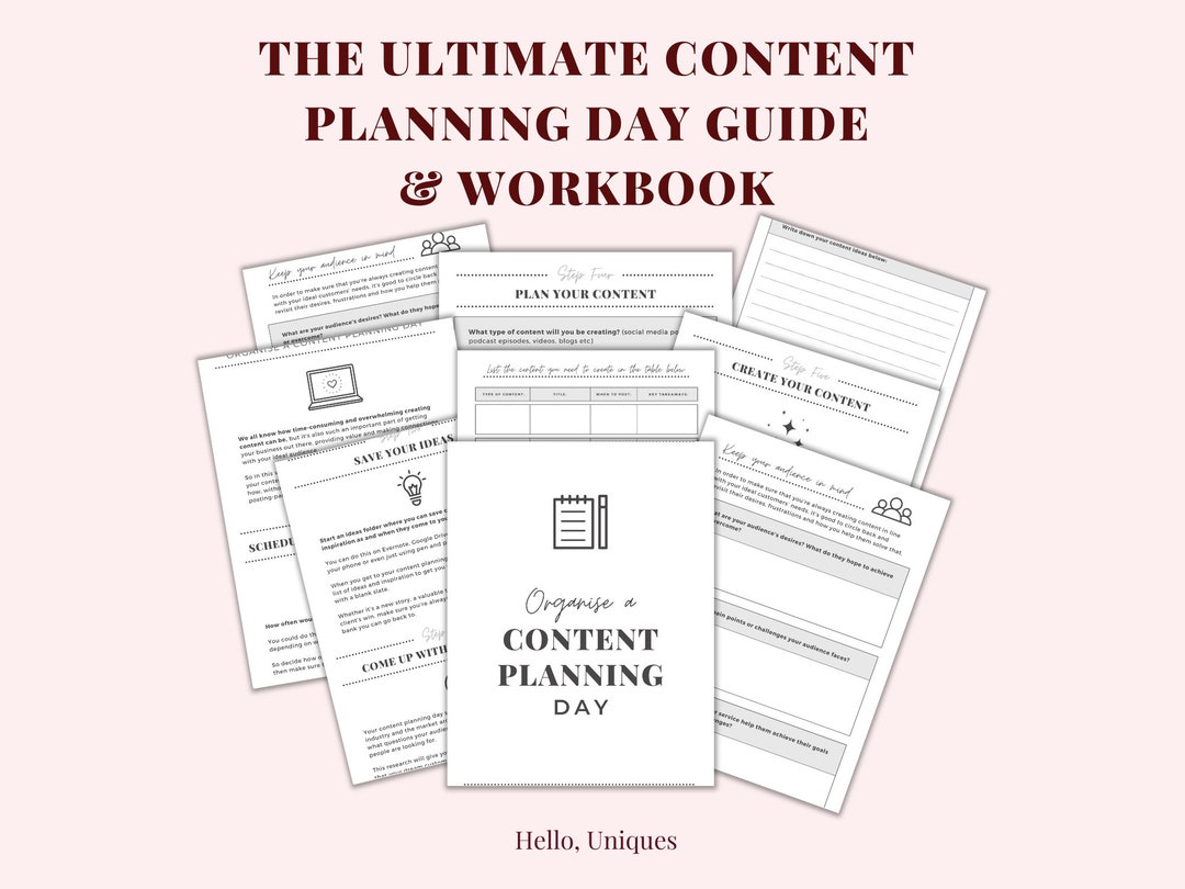 The Ultimate Content Planning Day Guide & Workbook | Printable ...