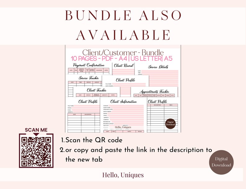 Client Information Printable | PDF | A4 | A5 | US Letter | 8x10 ...