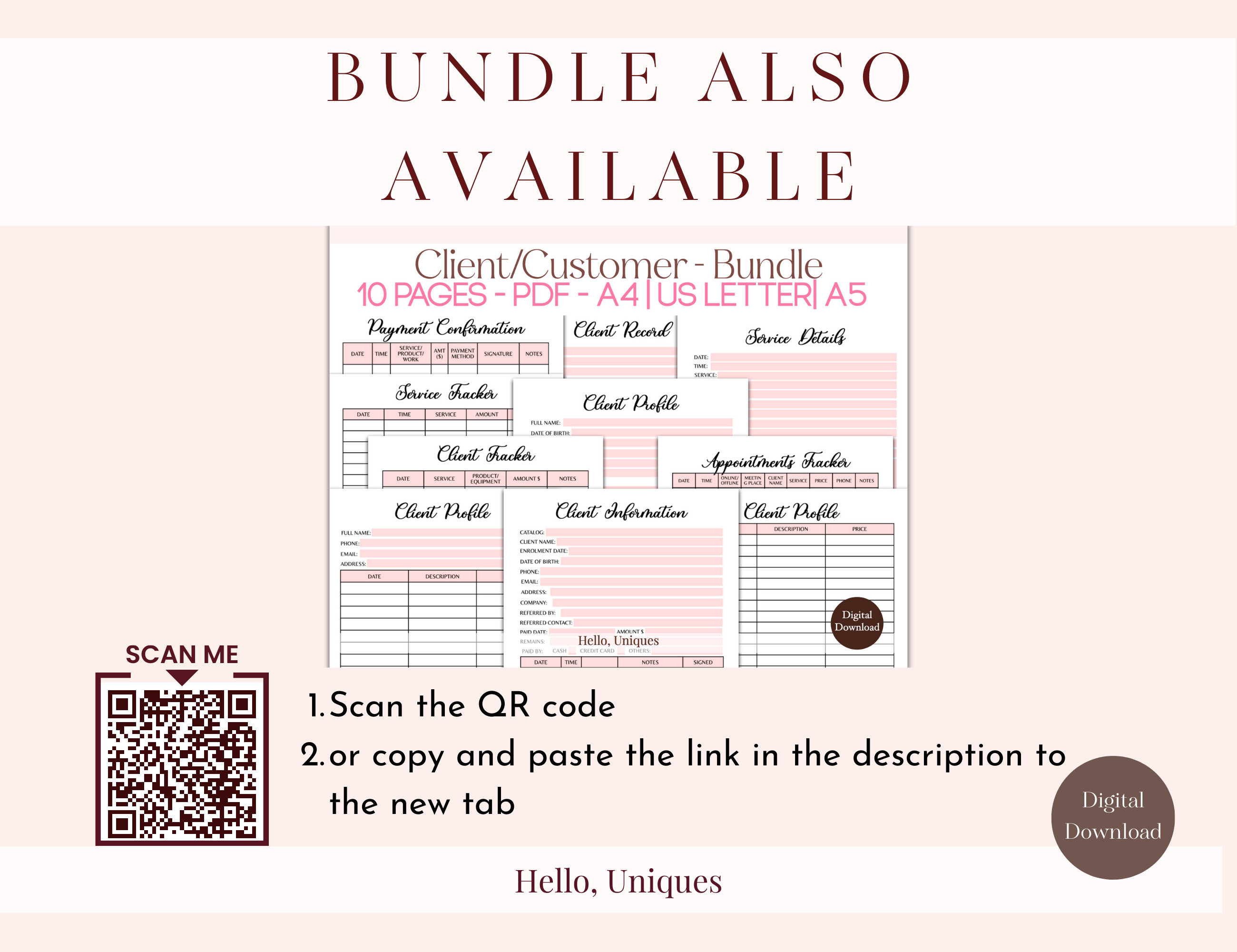 Client Information Printable | PDF | A4 | A5 | US Letter | 8x10 ...