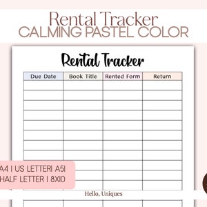 Rental Tracker | Renting Tracker | Printable | Digital Download | PDF ...
