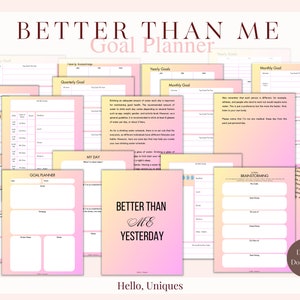 Printable Gradient Pink Goal Planners | Goal Tracker | Productivity ...