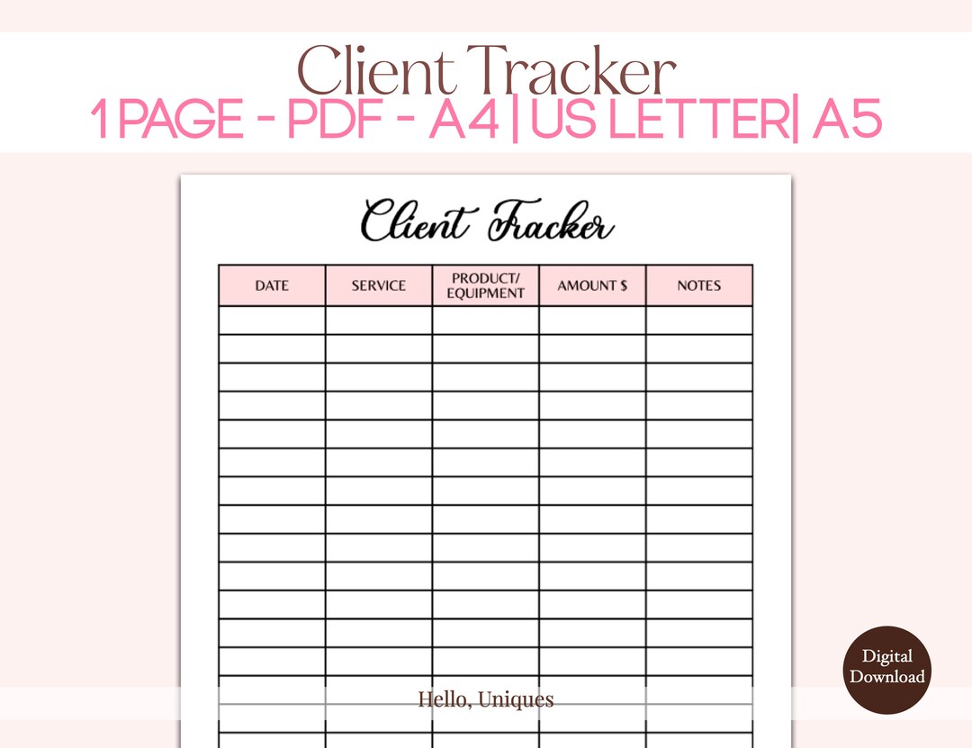 Client Profile 2.0 | Printable | PDF | A4 | A5 | US Letter | 8x10 ...