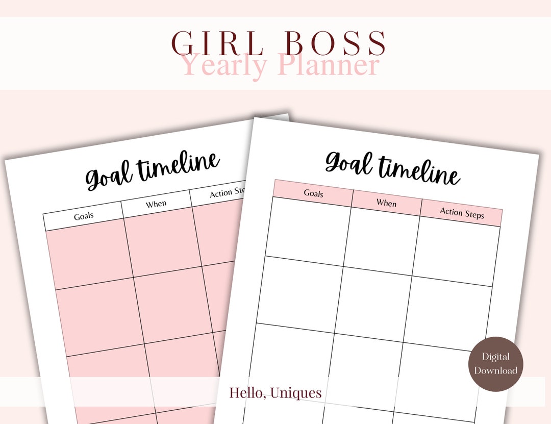 Goal Timeline | Goal Timeline Planner | Goal Planner | Goal Action ...