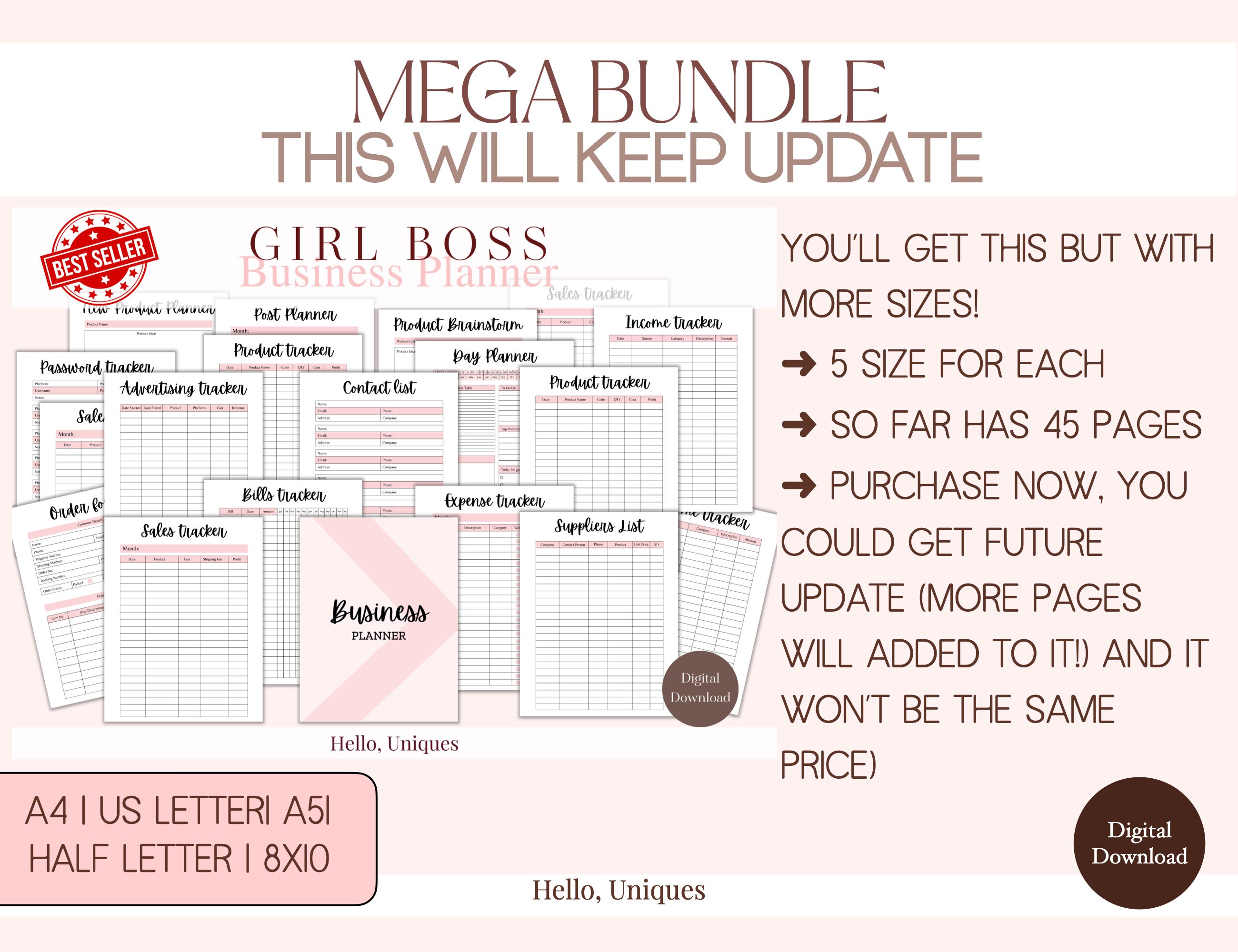 Mega Bundle Business Planner Printable PDF | No Physical Ship ...