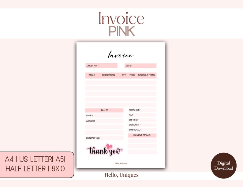 Printable Pink Invoice Form | for Business Owners | Invoice Form ...