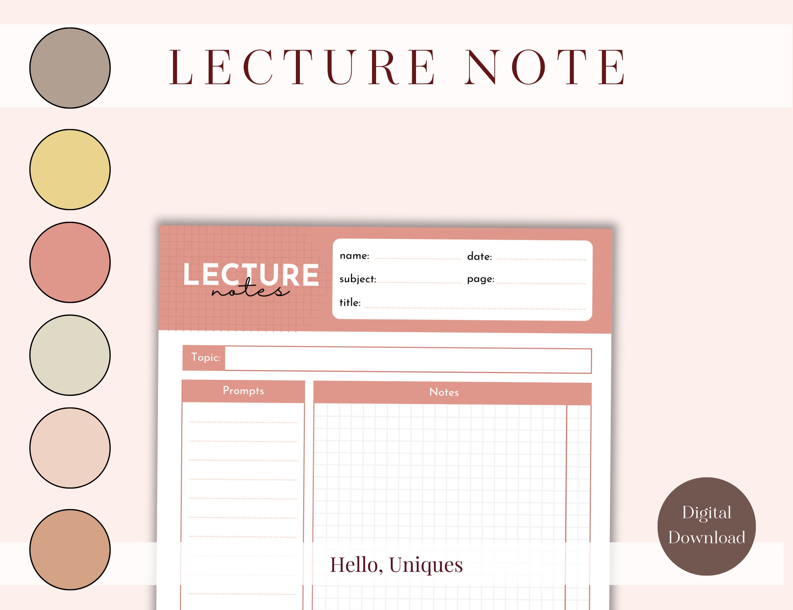 Lecture Note Aesthetic Note Paper Take Note Paper Lecture - Etsy