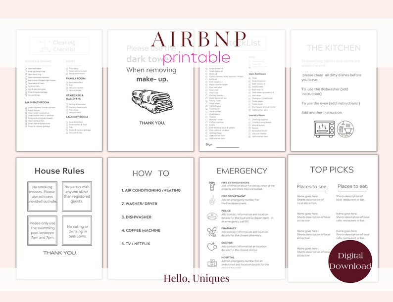 Airbnb Printable A4 PDF | Digital Download | Instant Download | House Rule | Ready to Print - Etsy
