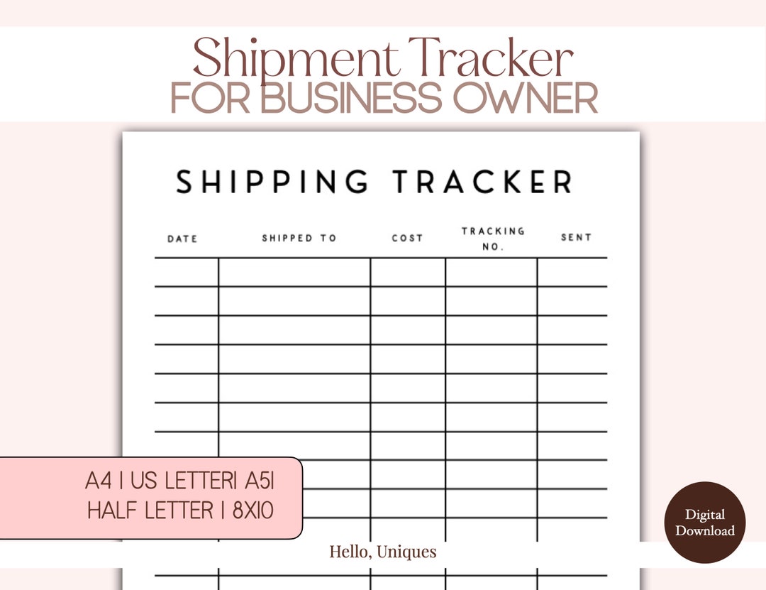Shipping Tracker | Shipment Tracker | Font Type Style | 4 Sizes | A4 ...