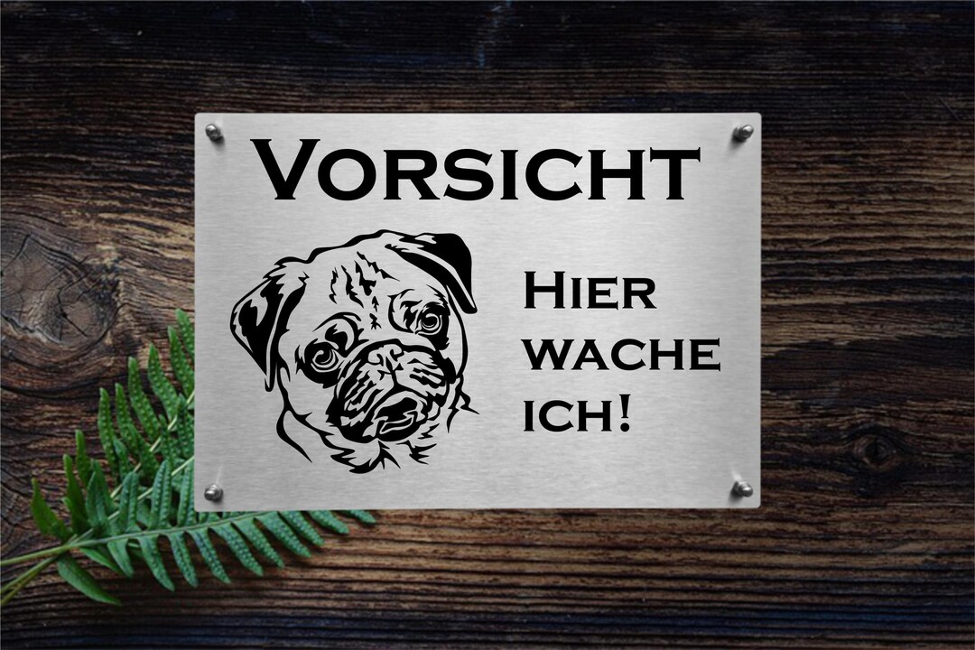 Pug Stainless Steel Warning Sign Dog Sign Information Sign Caution Dog ...