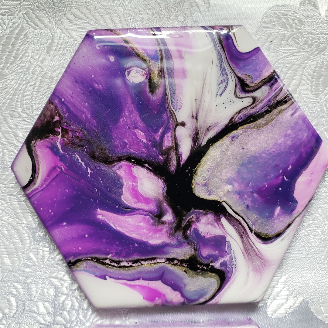 Set of Four Violet Lovers Resin on Ceramic Tile Coasters - Etsy