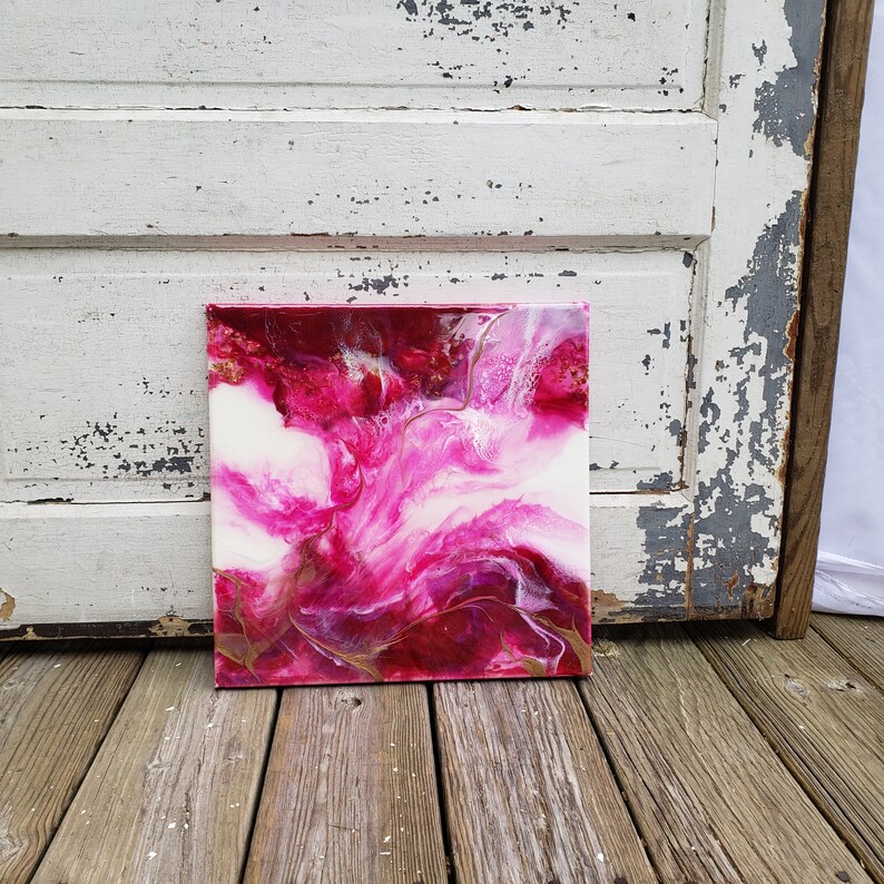 Pink Meets Pink Resin Art on Square Canvas - Etsy