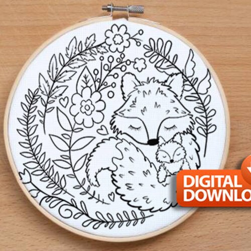 Fox and Squirrel. Hand Embroidery Pattern. PDF Pattern. - Etsy