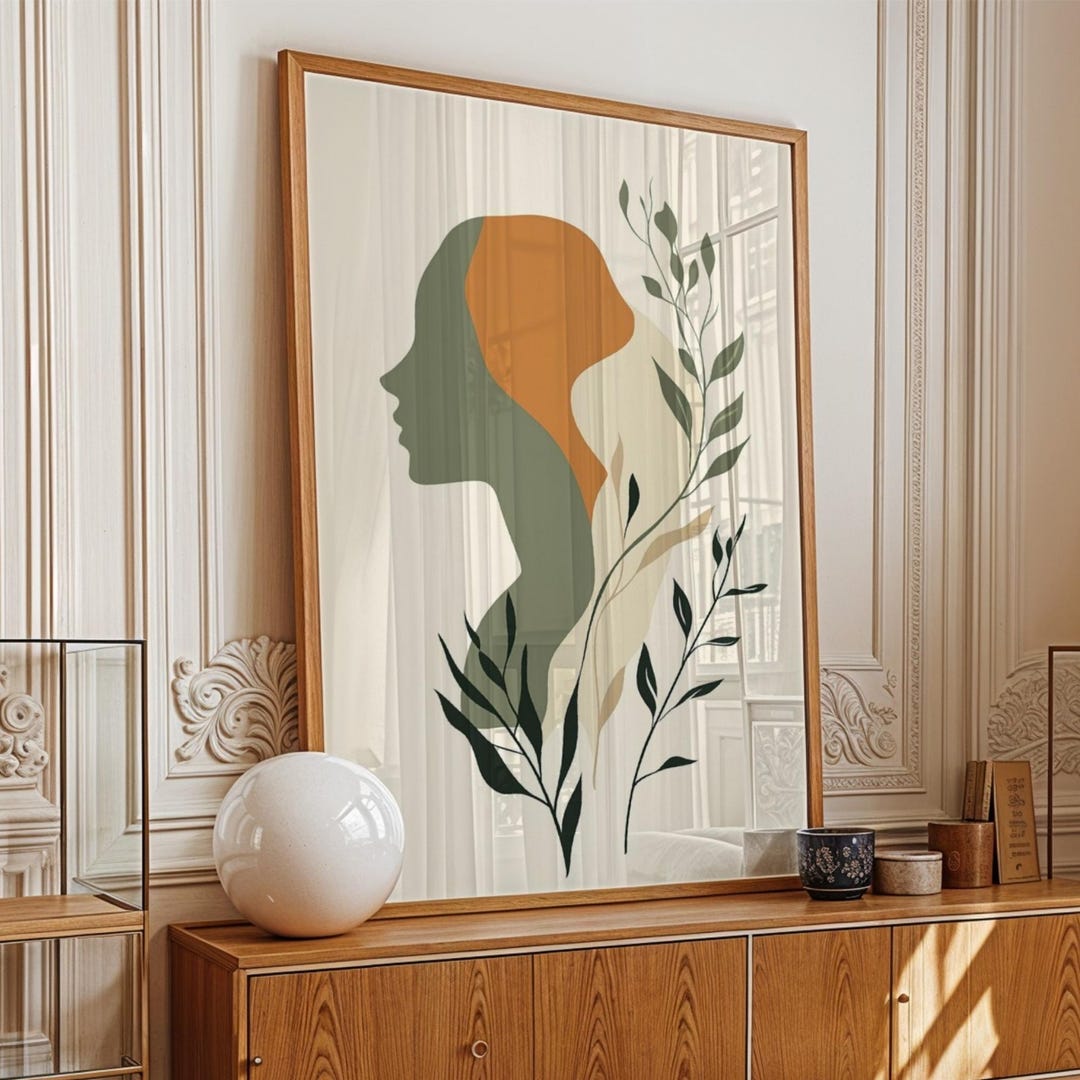 Botanical Woman Art Print: Minimalist Boho Silhouette (digital Download ...