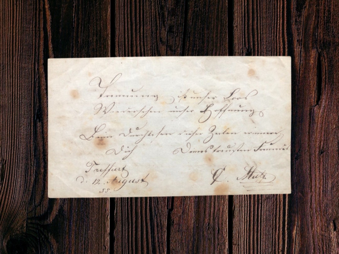 1855 German in Memoriam Handwritten Note - Etsy