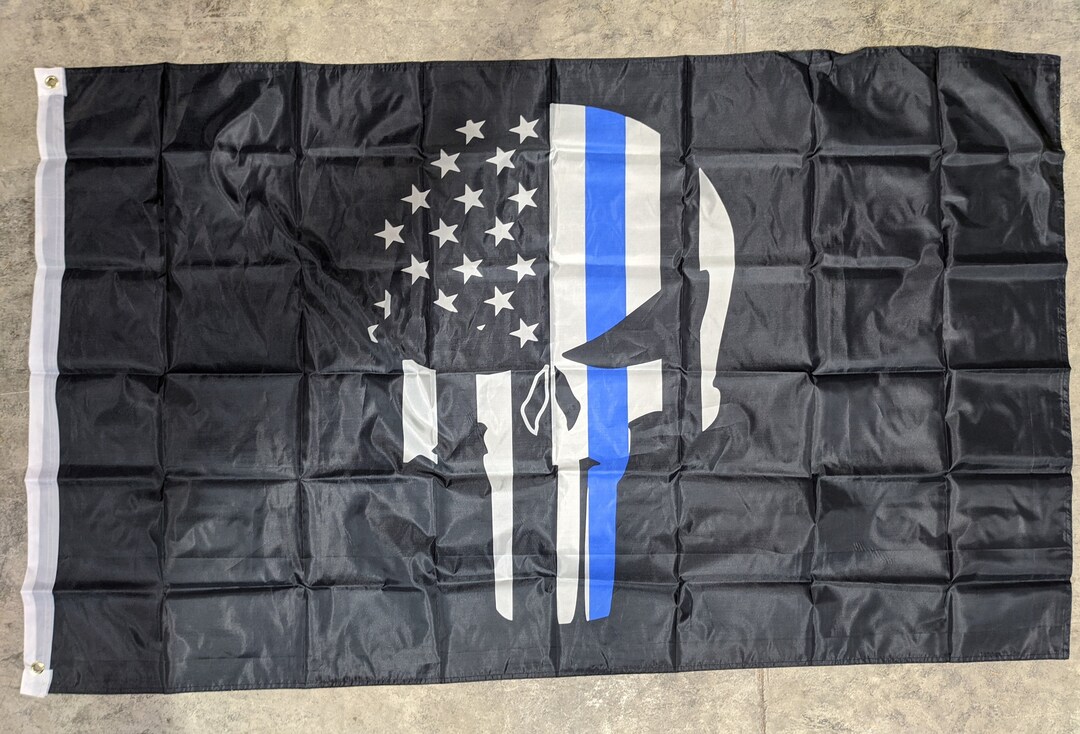 3'x5' Thin Blue Line Punisher Skull Flag - Etsy