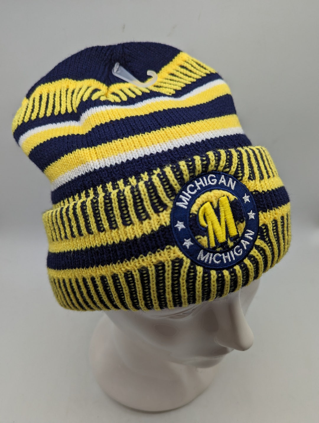 Michigan Winter Hat - Yellow Blue - Soft Plush Lined Hat- Beanie ...