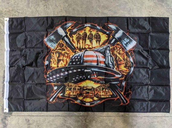 3' X 5' Firefighter Helmet & Axes Flag - Etsy