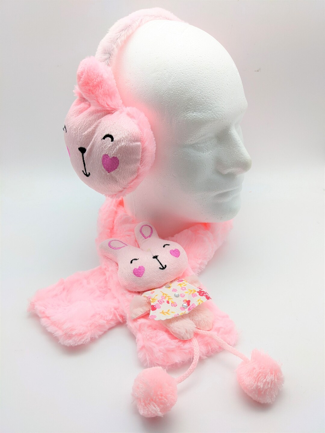 Childrens Winter Ear Muff & Scarf Set - Soft Plush - Cute Animals ...