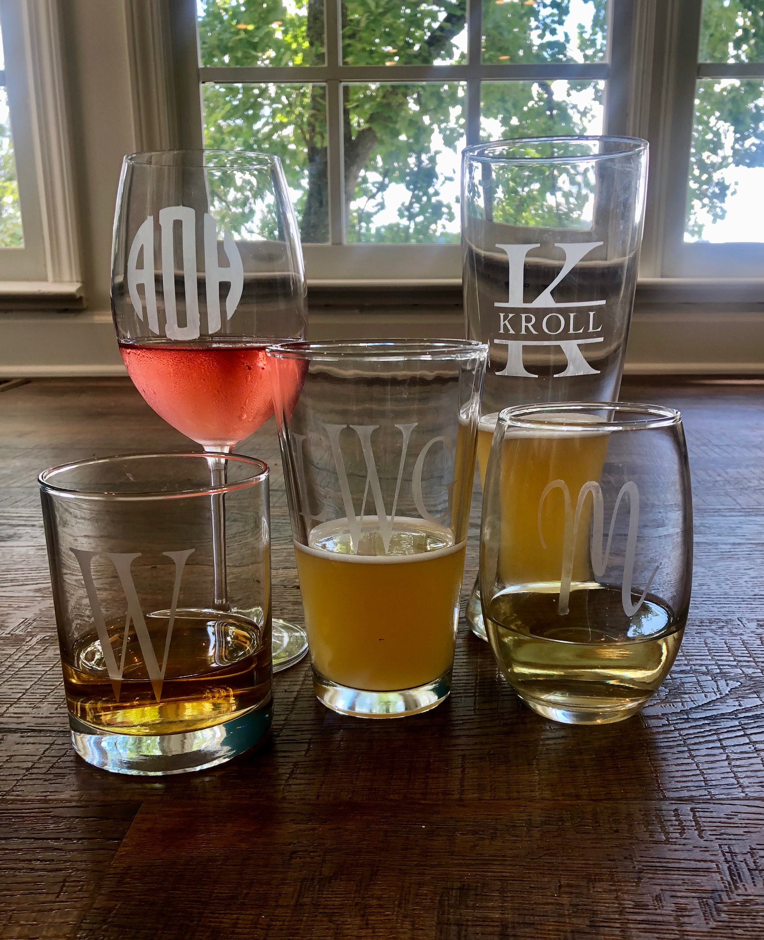 Etch Monogram Glass I Multiple Designs & Glass Types I Personalized ...