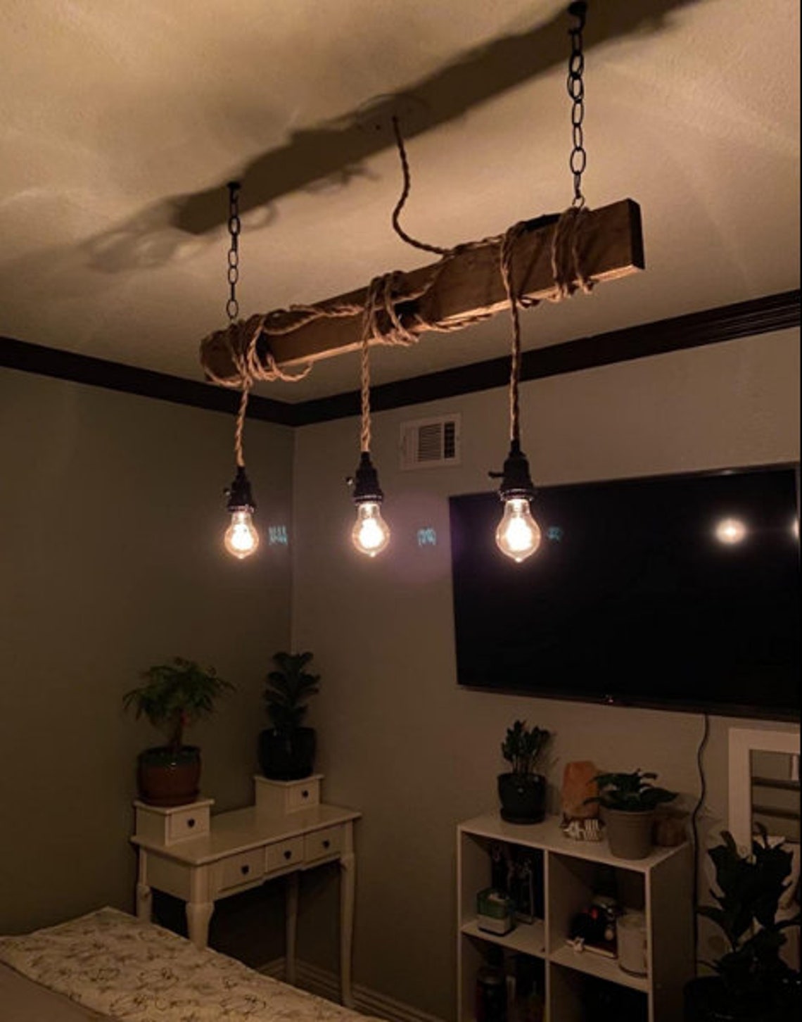 Triple Sockets Hemp Rope Plug-in Pendant Light Retro | Etsy Australia