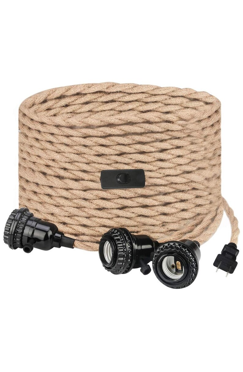 Triple Sockets Hemp Rope Plug-in Pendant Light Retro | Etsy Australia