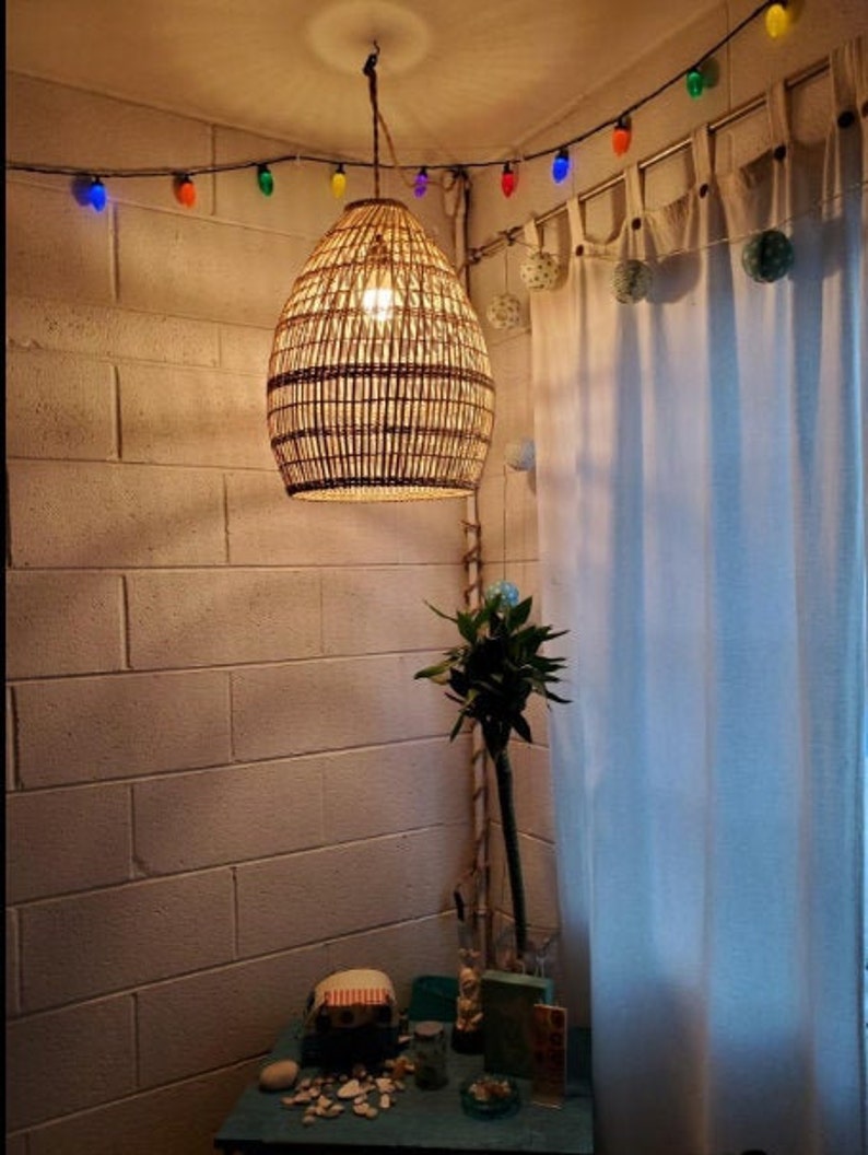 Hemp Rope Plug-in Pendant Light single Socket Retro - Etsy