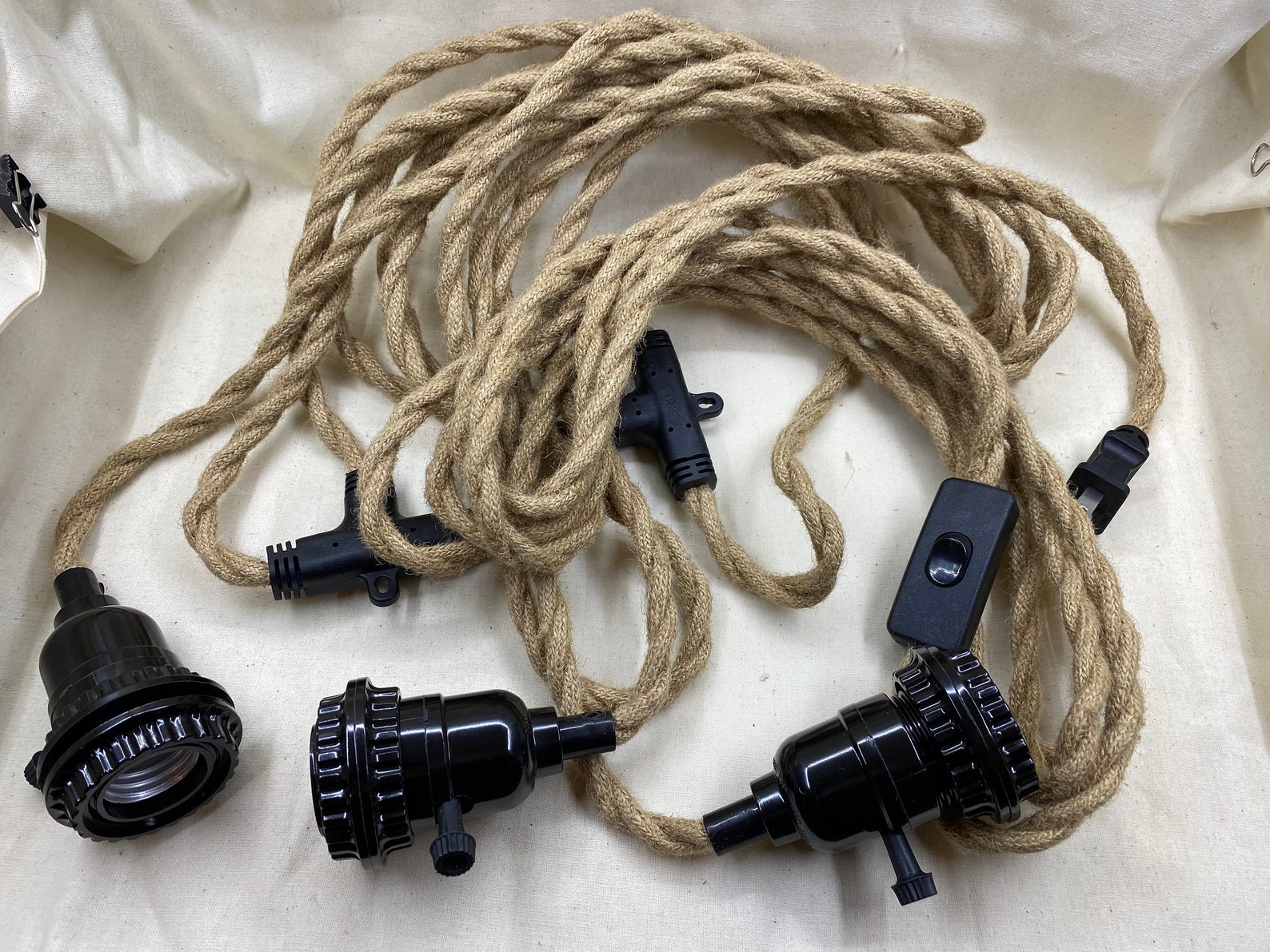 Triple Sockets Hemp Rope Plug-in Pendant Light Retro - Etsy Australia