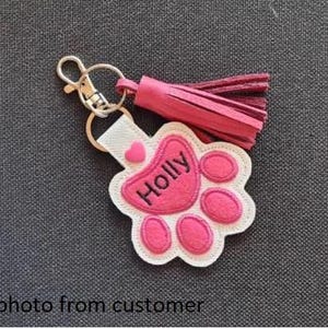 Paw Key Chain, Key Fob, Snap Tab, ITH, Digital File, Embroidery Design ...