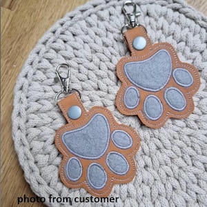 Paw Key Chain, Key Fob, Snap Tab, ITH, Digital File, Embroidery Design ...