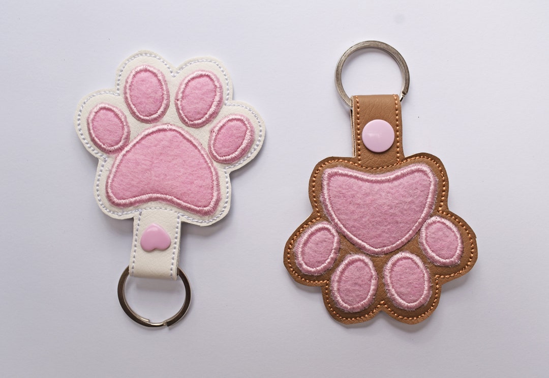 Paw Key Chain, Key Fob, Snap Tab, ITH, Digital File, Embroidery Design ...