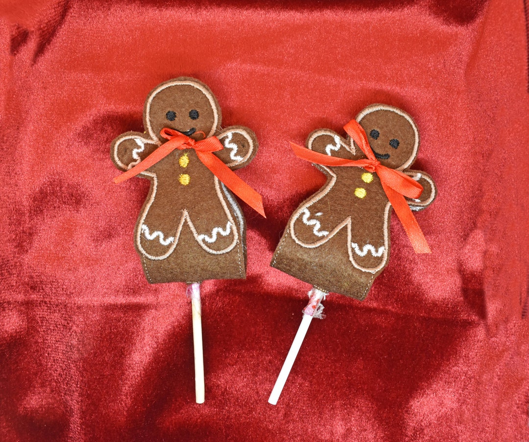 Gingerbread Man Lollipop Wrap in the Hoop Machine Embroidery Design - Etsy