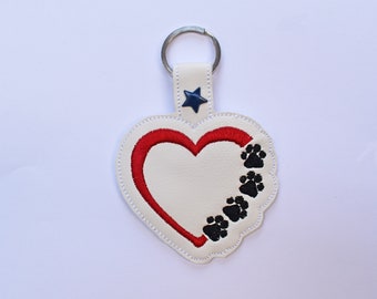 Paw Key Chain, Key Fob, Snap Tab, ITH, Digital File, Embroidery Design ...